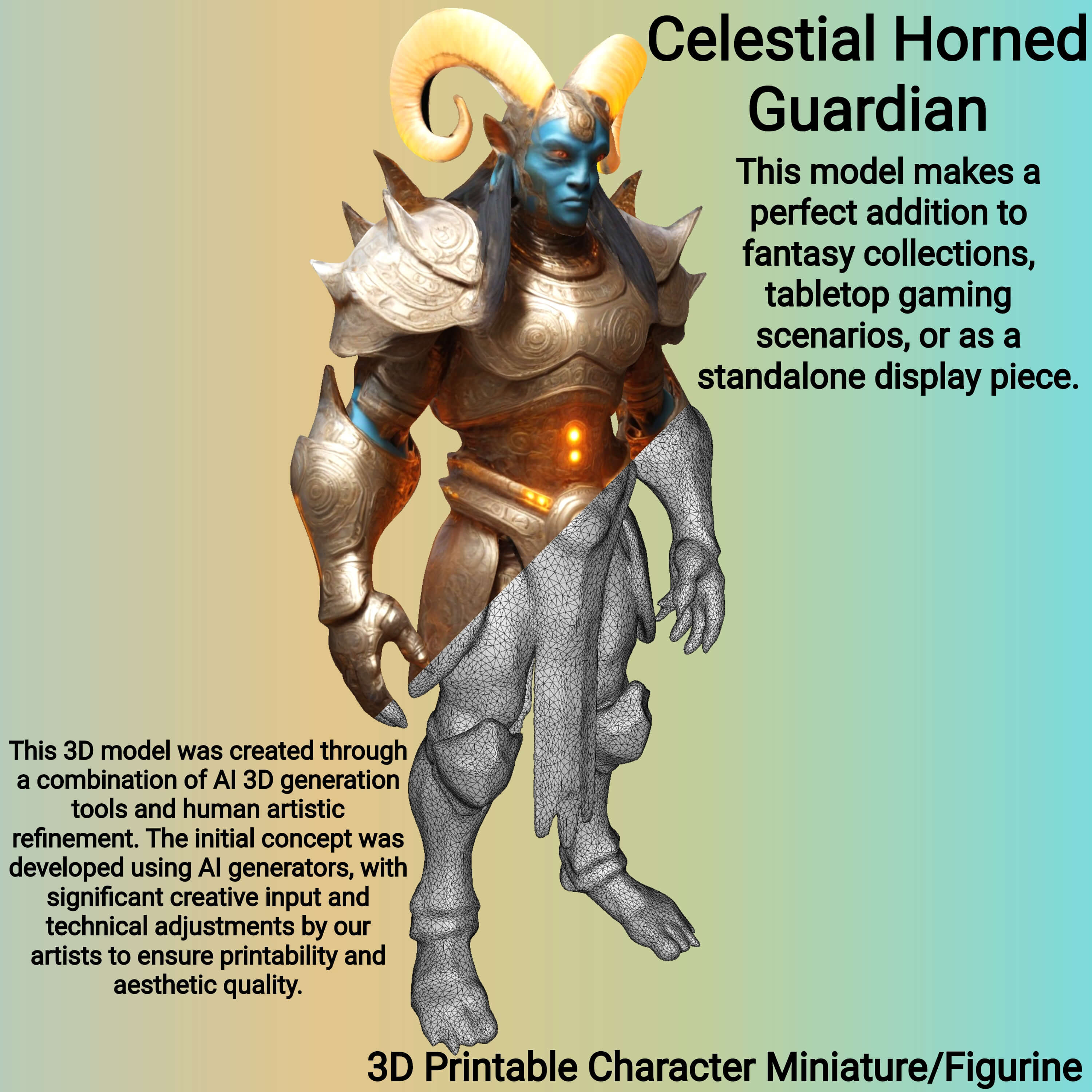 Celestial Horned Guardian - 3D Model by MRAnyCAD