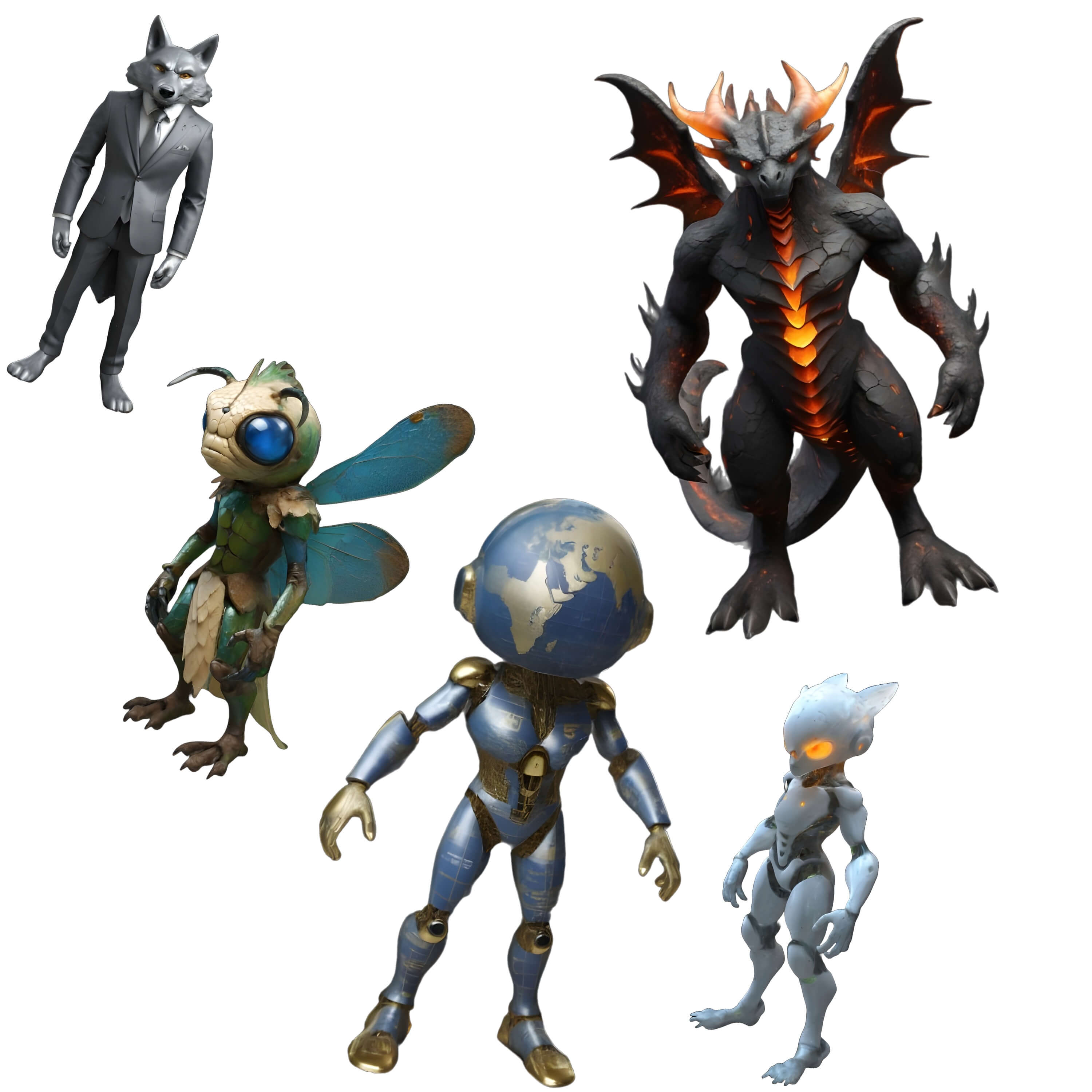 Character Collage - Mythical and Sci-Fi Creatures 3D Model by MRAnyCAD