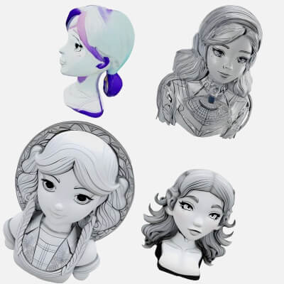 Charming Character Busts Collection - 3D Model by MRAnyCAD