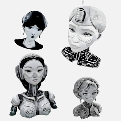 Cyberpunk Era Ladies Collection - Retro-Futuristic Character 3D Model ...