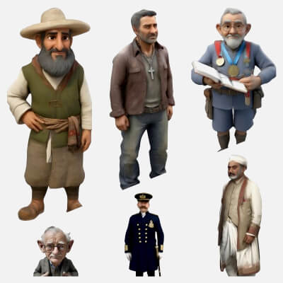 Diverse Historical Character Figurines - 3D Model by MRAnyCAD