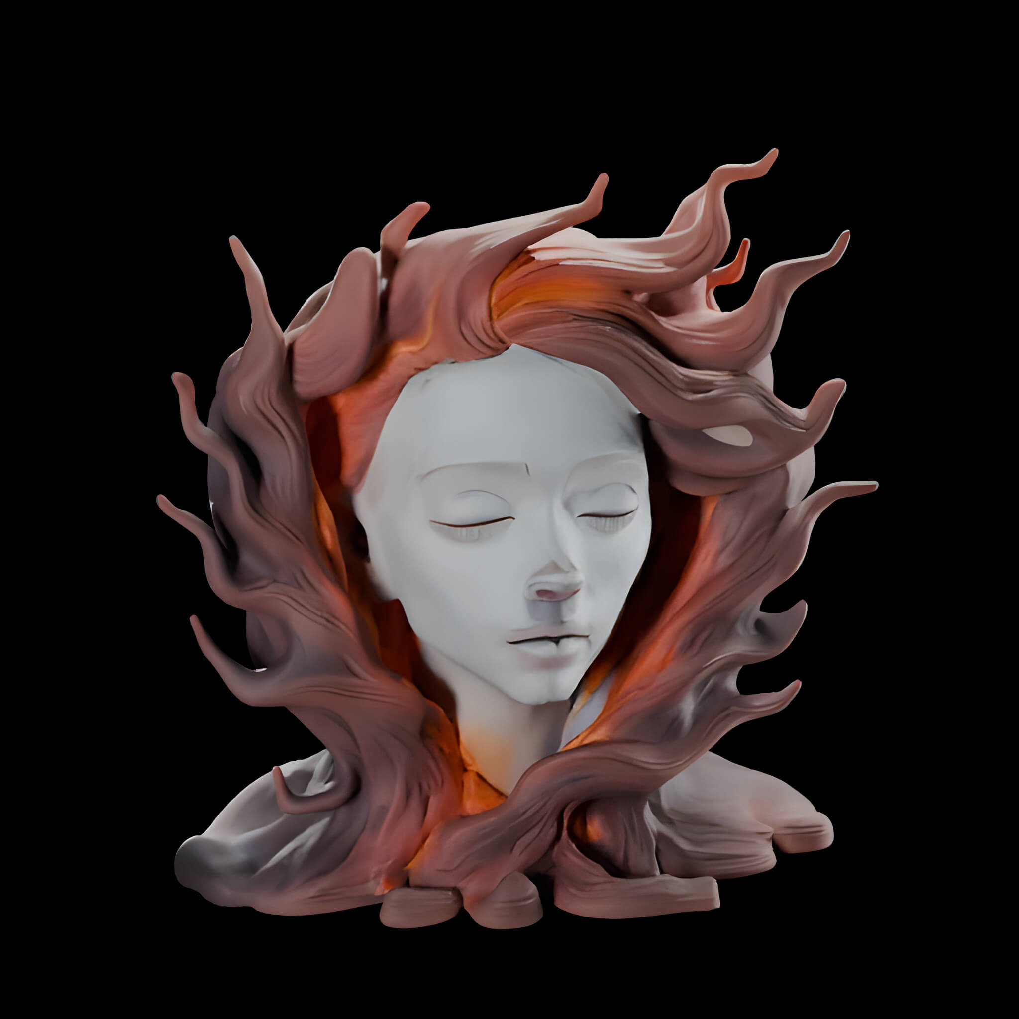 Ethereal Flame Bust - 3D Model by MRAnyCAD
