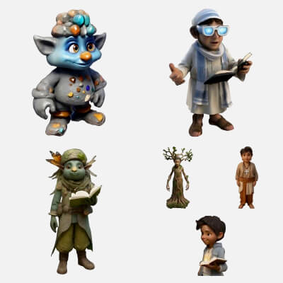 Fantasy Library Characters Collection - 3D Model by MRAnyCAD