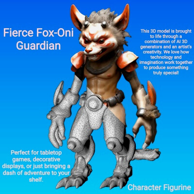 Fierce Fox-Oni Guardian 3D Model by MRAnyCAD