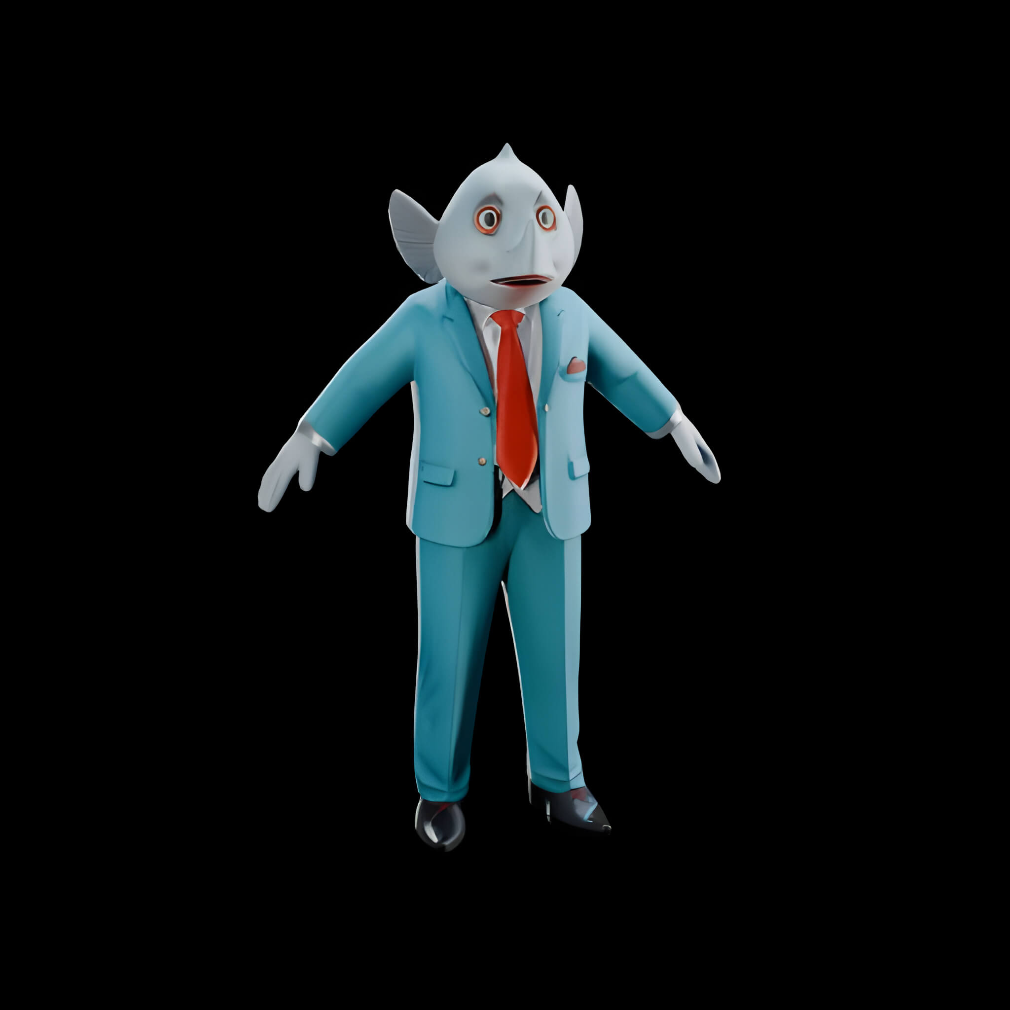 Fish Character Figurine in Business Suit - 3D Model by MRAnyCAD
