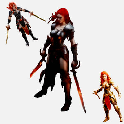 Flameblade Warrior - 3D Model by MRAnyCAD