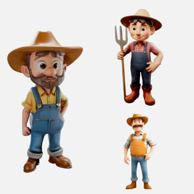 Friendly Farm Folk Character Set - 3D Model by MRAnyCAD