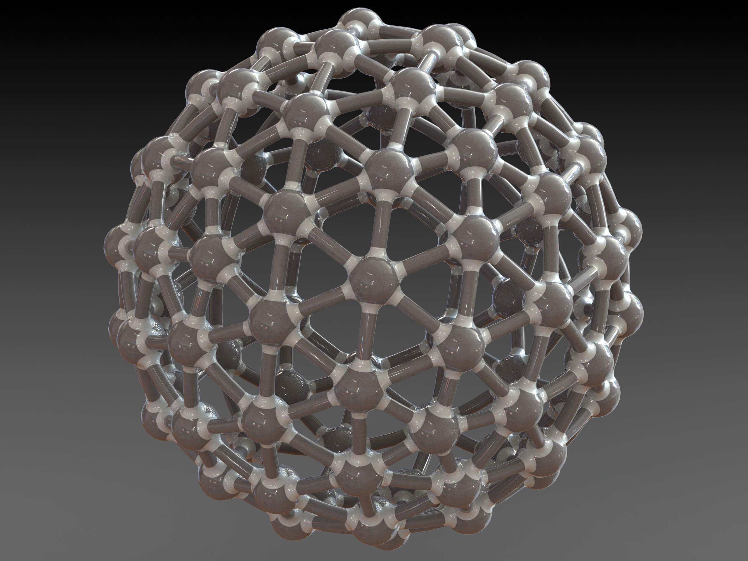 Geodesic Structure With Atoms - 3D Print Model by MRAnyCAD