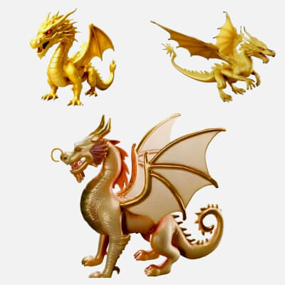 Golden Guardian Dragon - 3D Model by MRAnyCAD