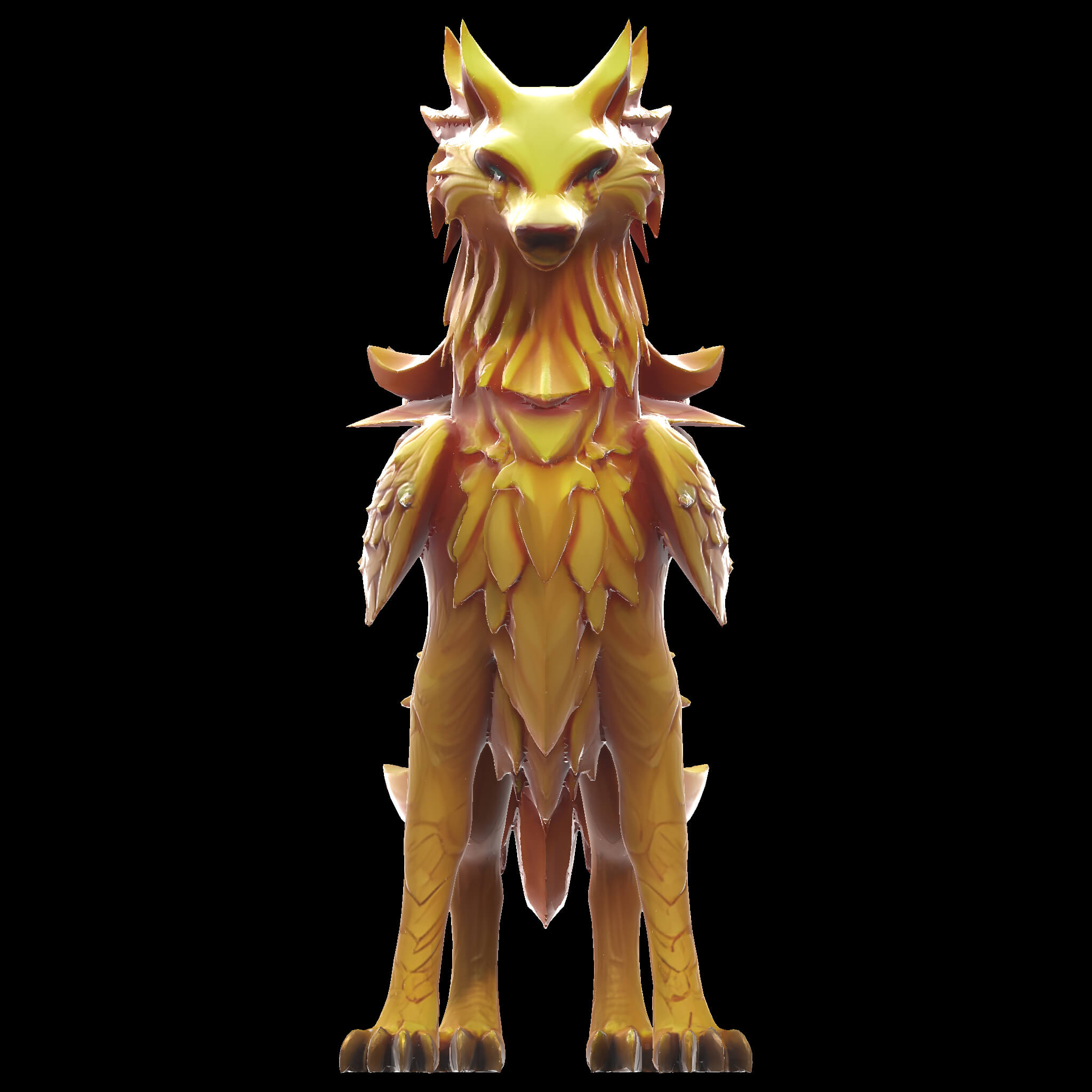 Golden Guardian Wolf - Free 3D Model by MRAnyCAD