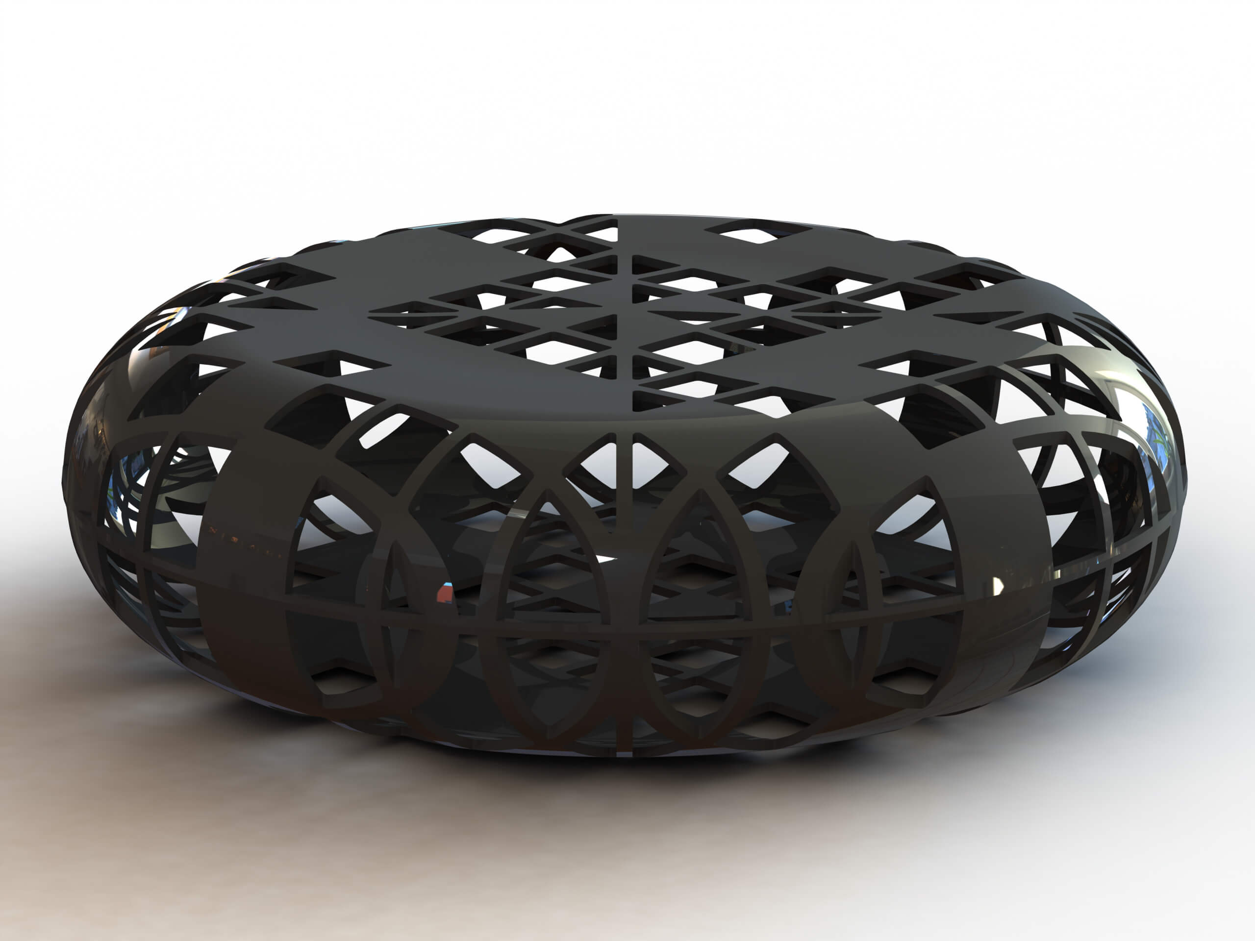 Gray Circular Shape Bench - 3D Print Model by MRAnyCAD