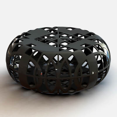 Gray Circular Shape Bench - 3D Model by MRAnyCAD