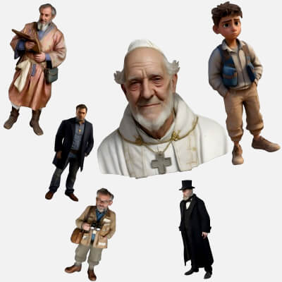 Historical & Fictional Character Set - 3D Model by MRAnyCAD