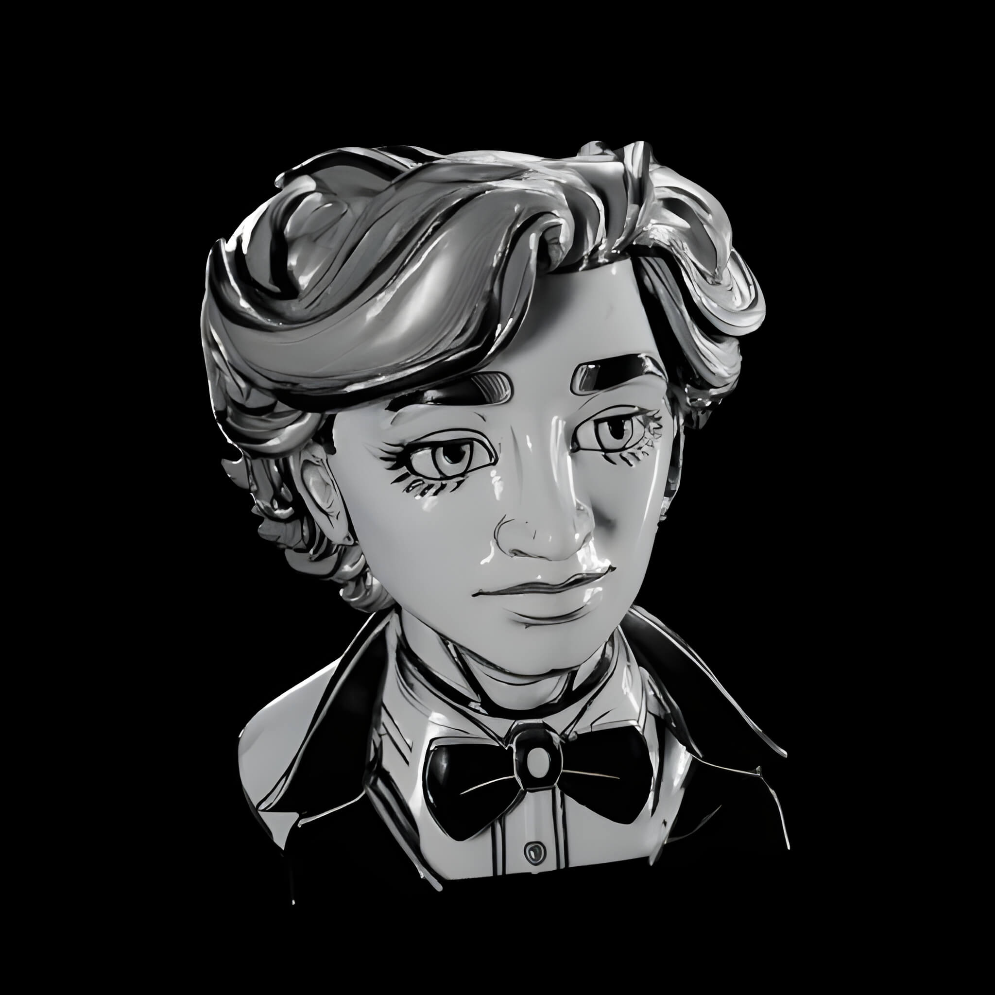 Noir Character Collection - Vintage Gentleman Busts 3D Model by MRAnyCAD