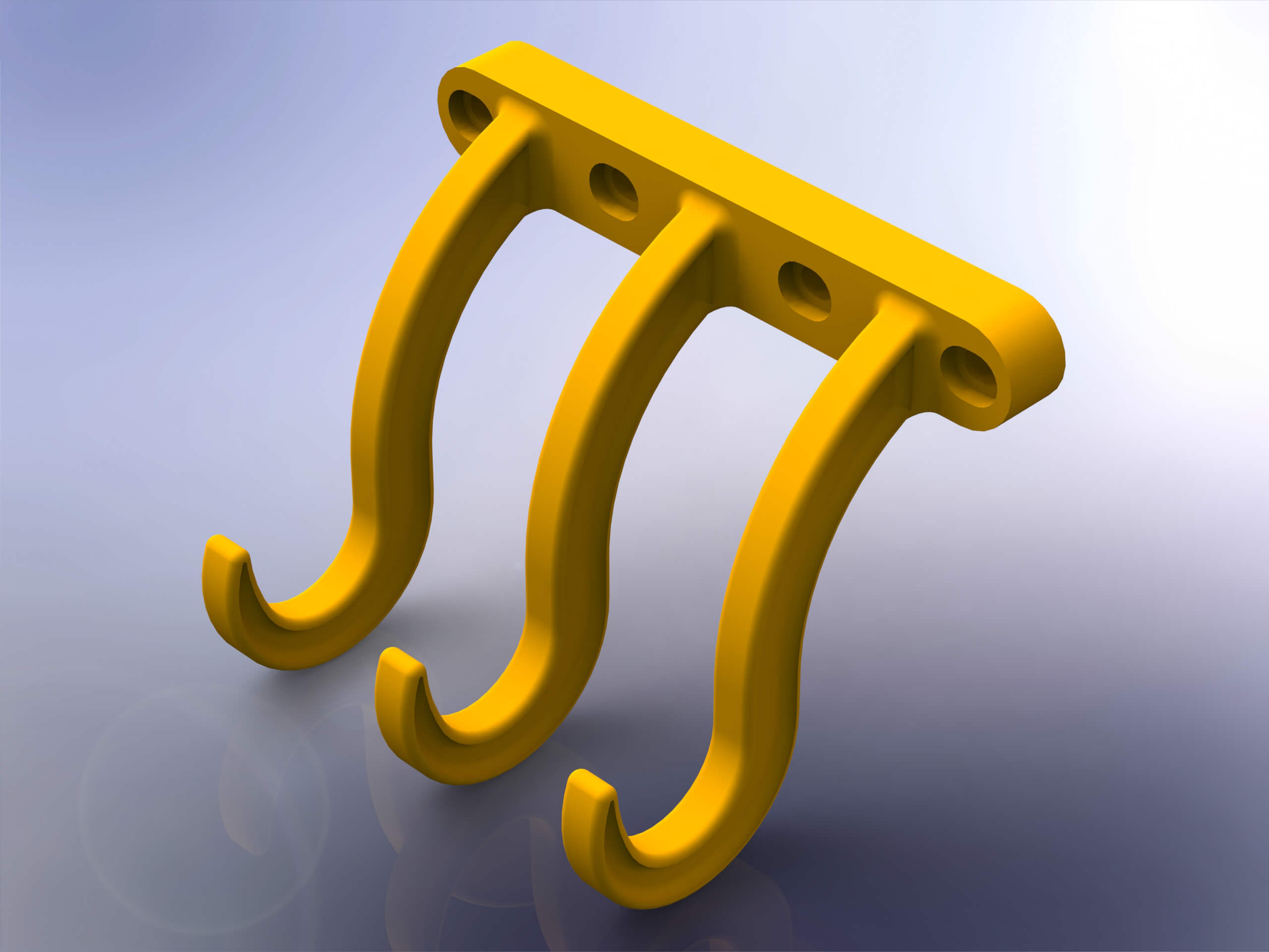 Plastic Triple Wall Hook - 3D Print Model by MRAnyCAD