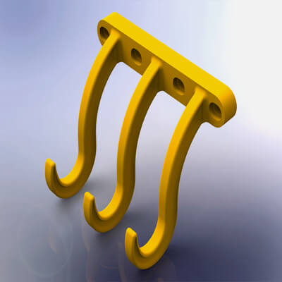 Plastic Triple Wall Hook - 3D Print Model by MRAnyCAD