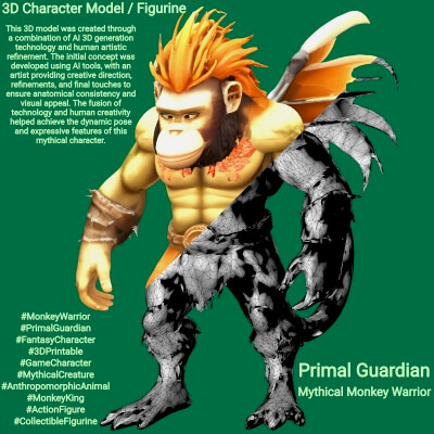 Primal Guardian - Mythical Monkey Warrior Free 3D Model by MRAnyCAD