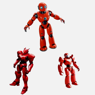 Red Mech Warriors Collection - 3D Model by MRAnyCAD