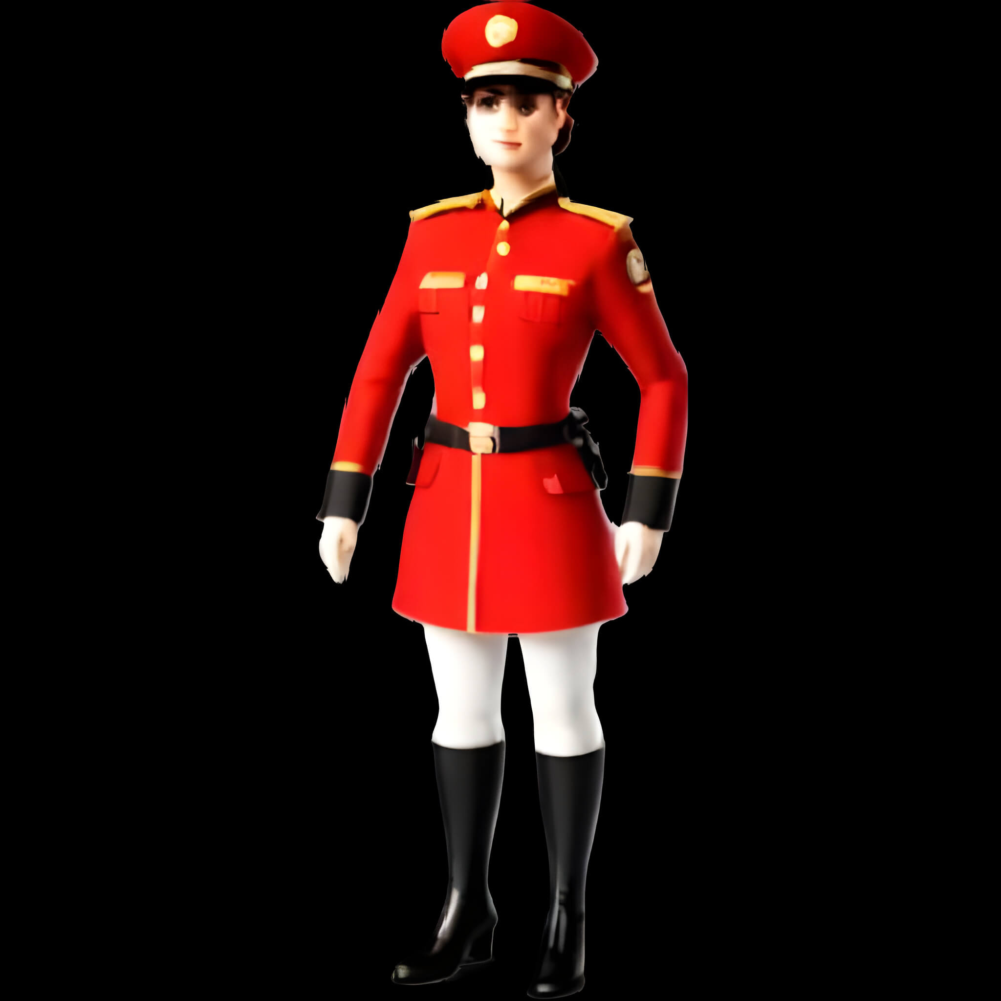 Red Military Uniform Female Character Model by MRAnyCAD