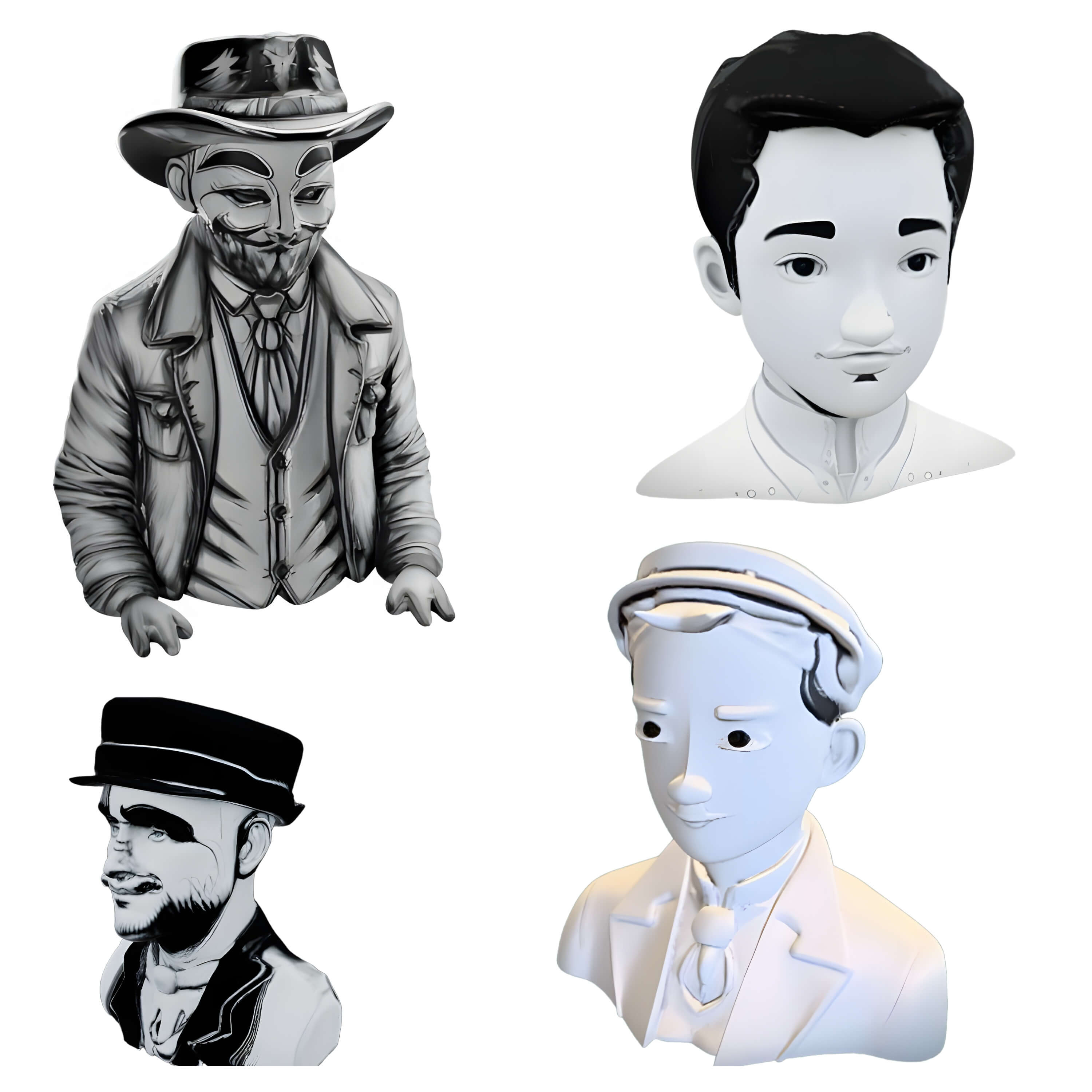 Victorian Gentleman Bust Collection - 3D Model by MRAnyCAD
