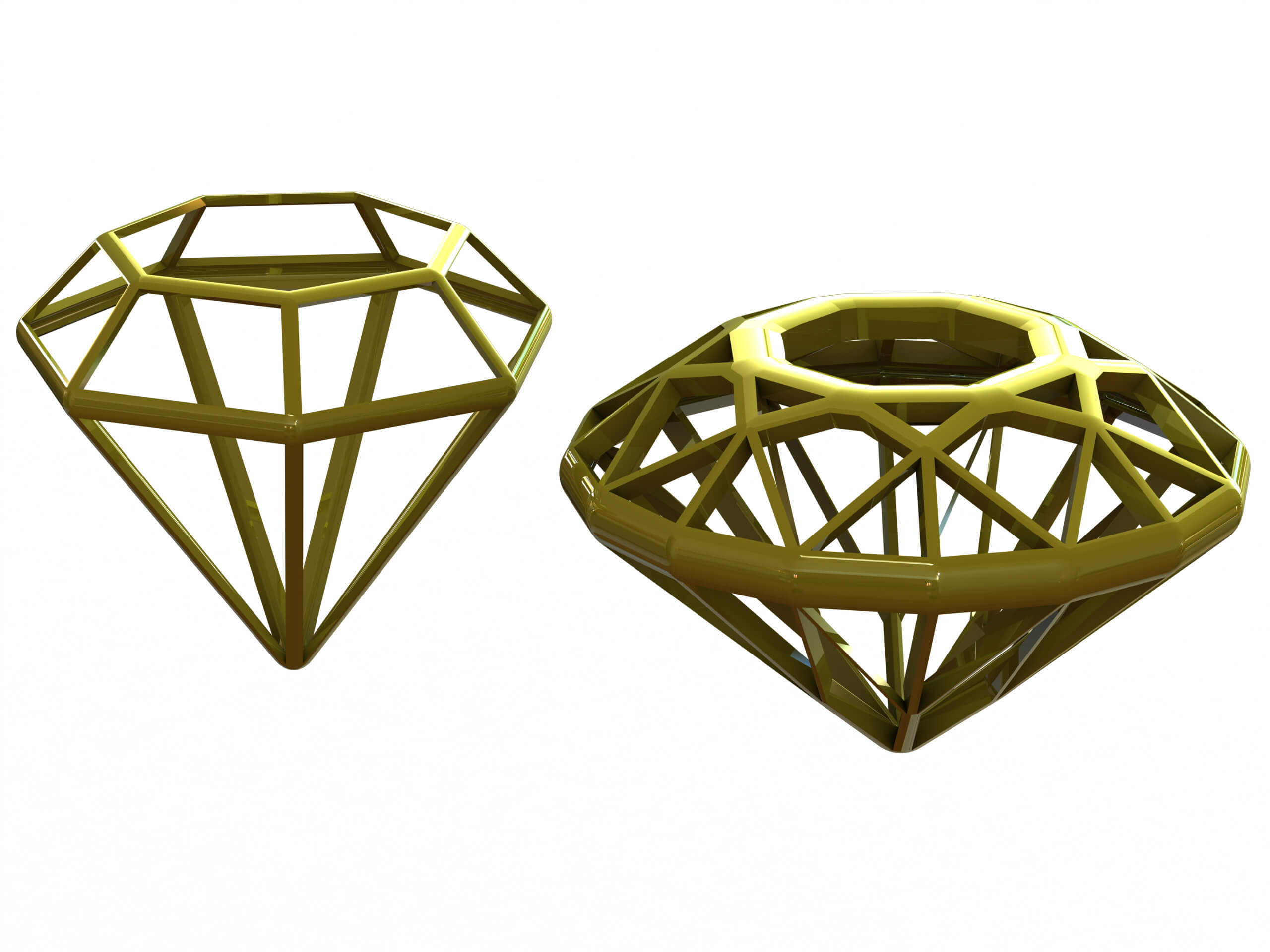 Wireframe Diamond Gem - 3D Print Model by MRAnyCAD
