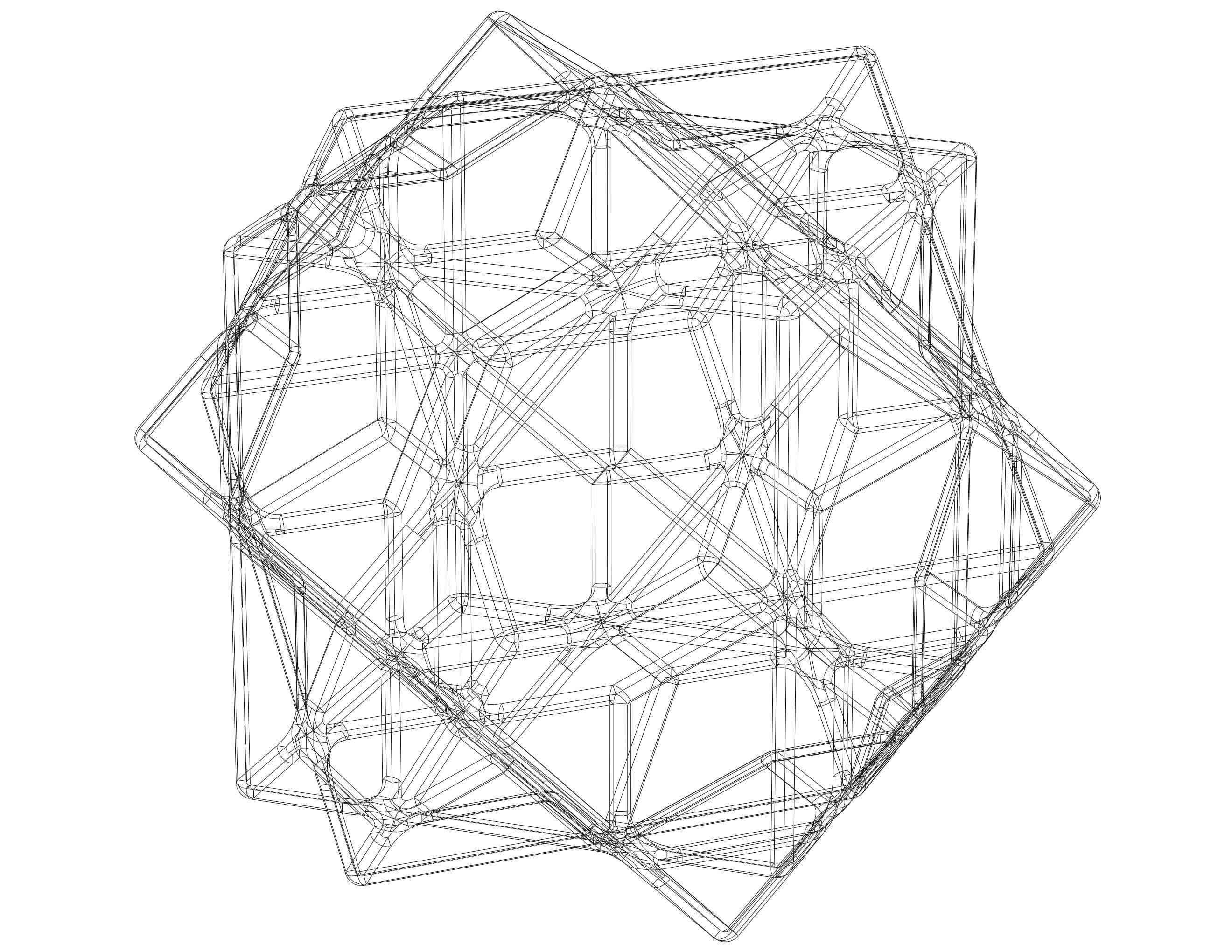 Wireframe Shape Compound of Three Cubes - 3D Model by MRAnyCAD