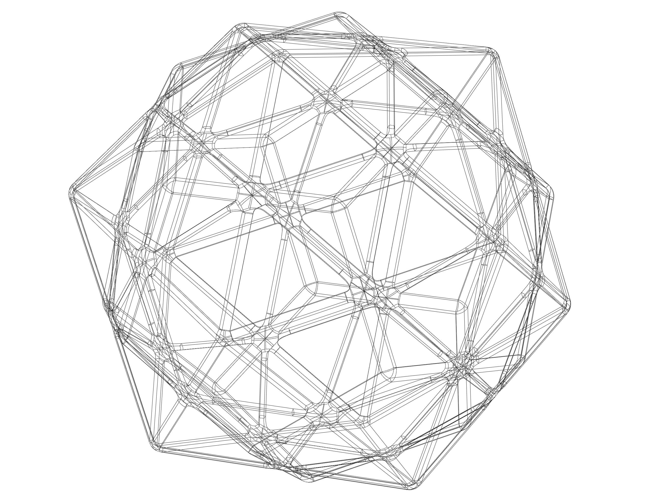 Wireframe Shape First Stellation of Icosidodecahedron - 3D Model by MRAnyCAD