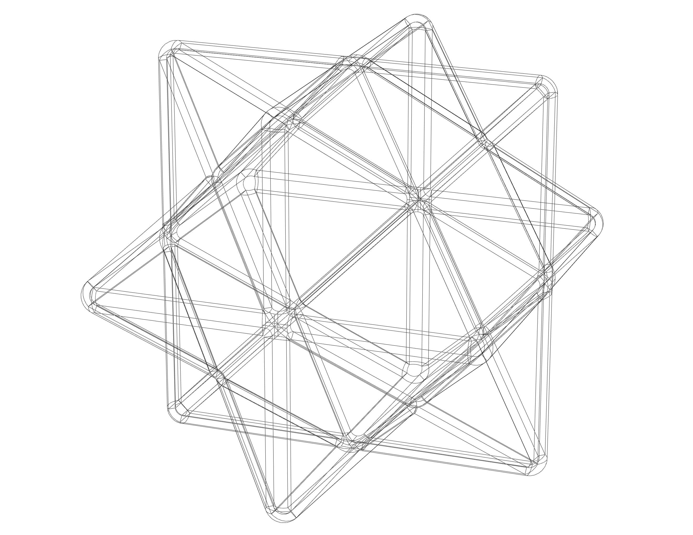 Wireframe Shape First Stellation Of The Rhombic Dodecahedron 3d Print
