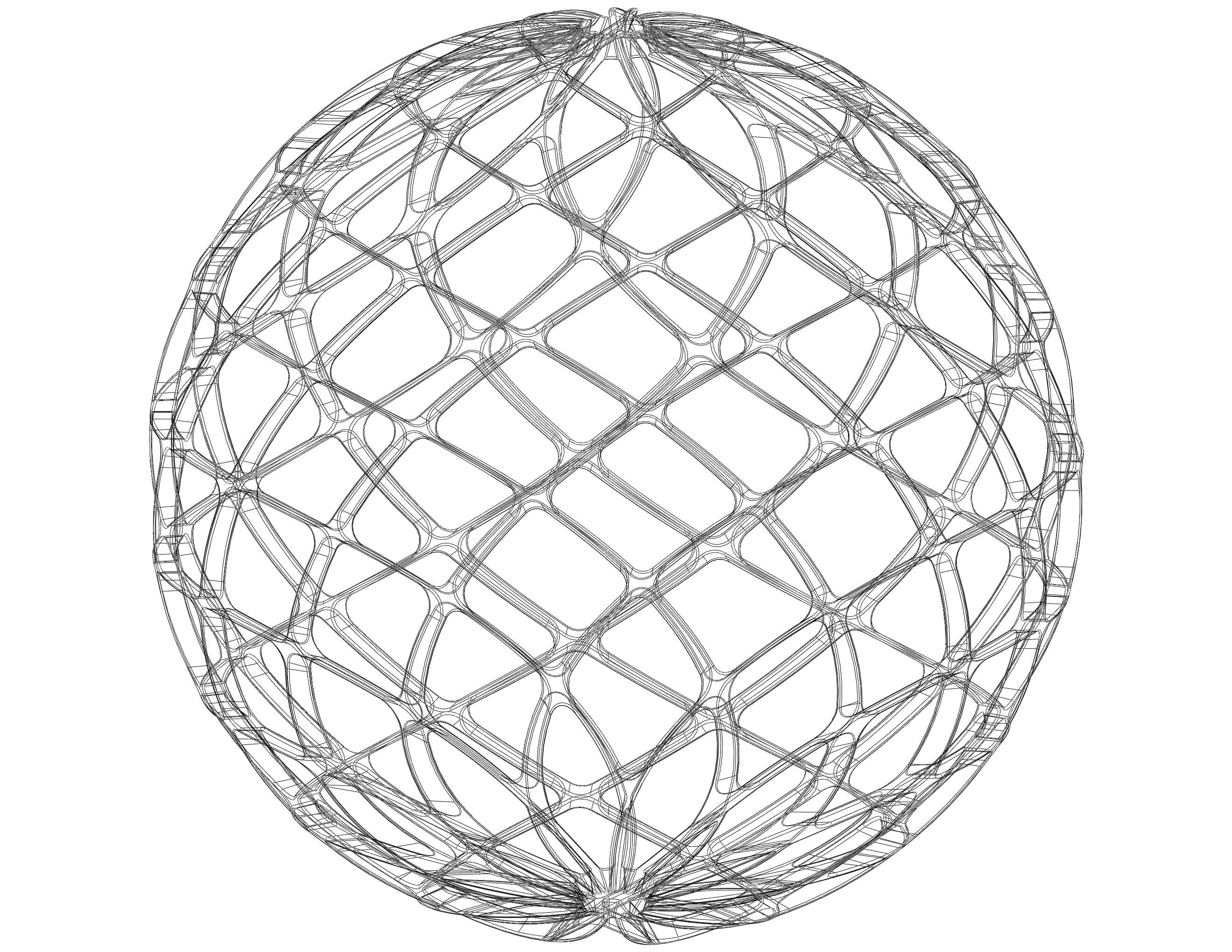 Wireframe Shape Geo Complex Twisted Sphere - 3D Print Model by MRAnyCAD