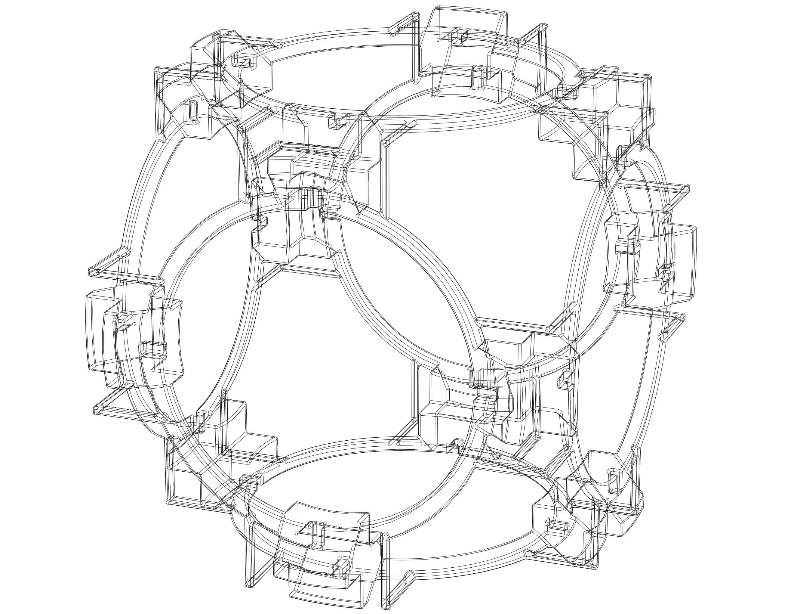 Wireframe Shape Geometric Companion Cube - 3D Model by MRAnyCAD