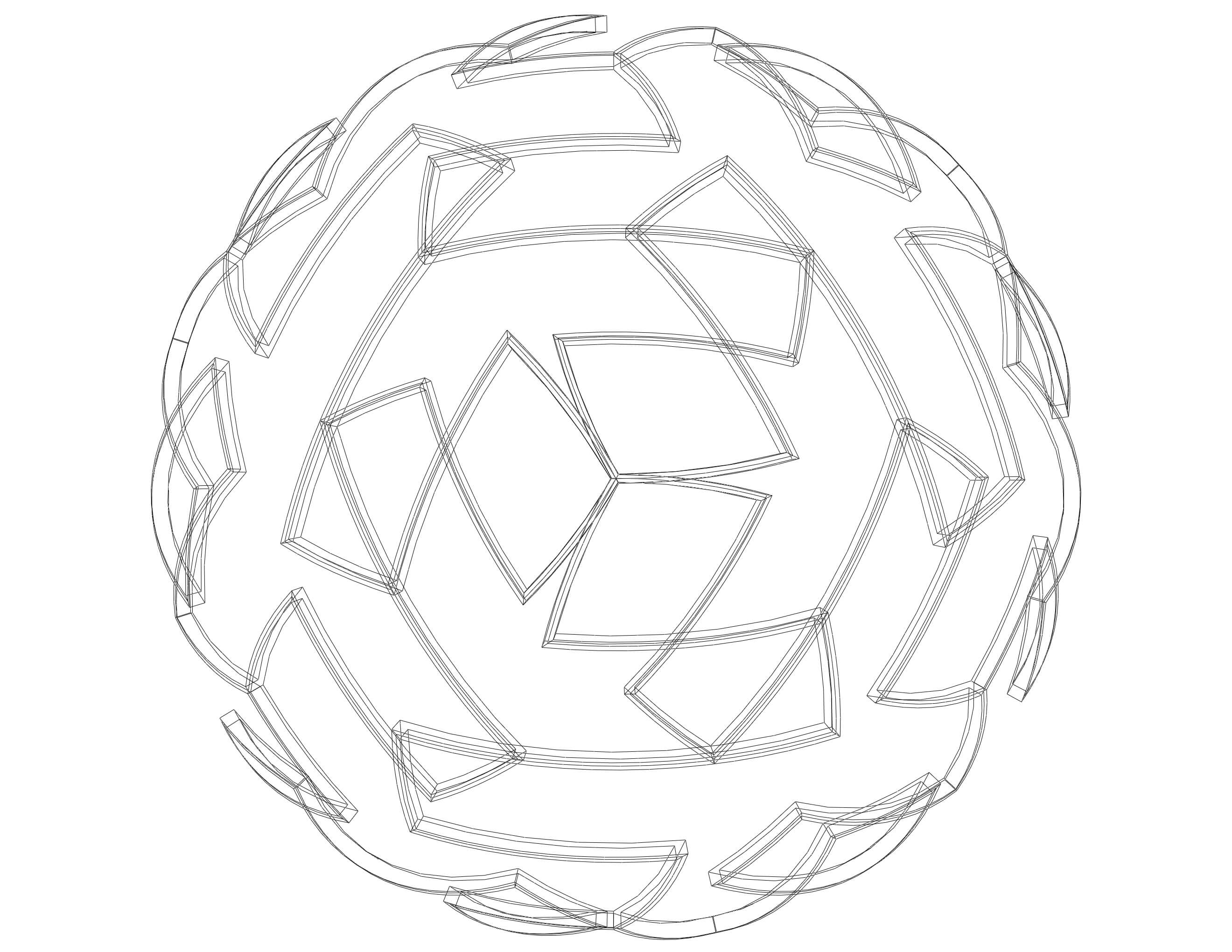 Wireframe Shape Geometric Telstar Ball - 3D Print Model by MRAnyCAD