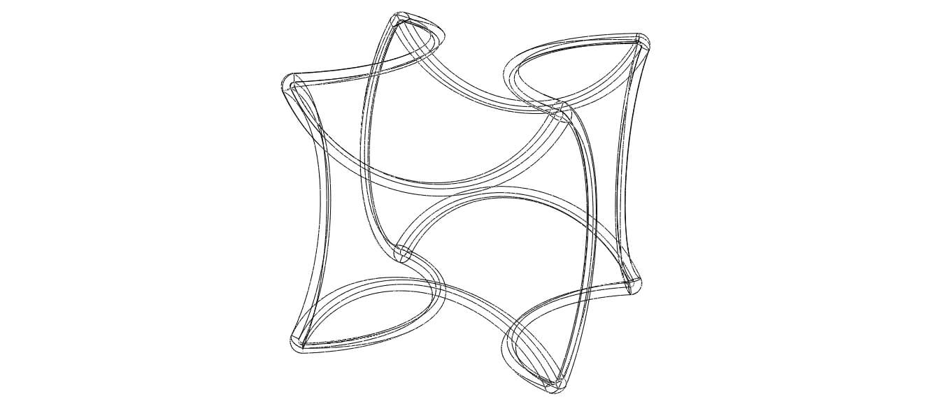 Wireframe Shape Geometric Twisted Cube - 3D Model by MRAnyCAD