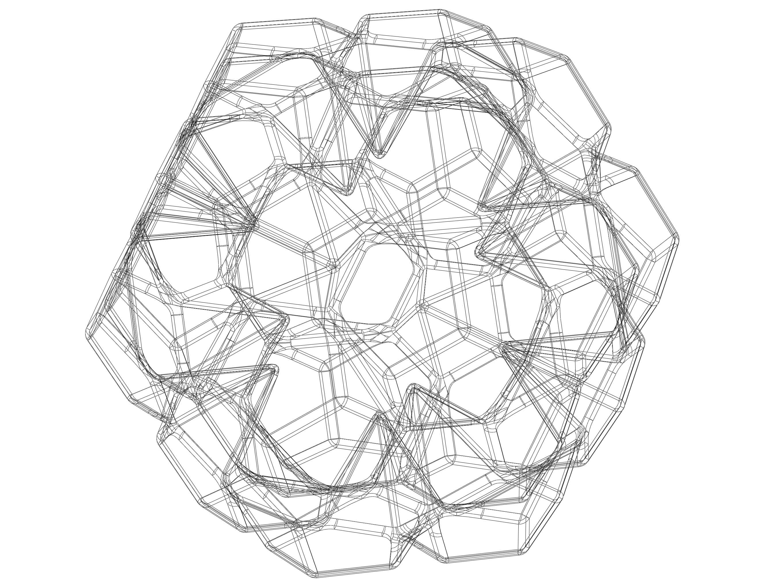 Wireframe Shape Penta Flake Dodecahedron - 3D Model by MRAnyCAD