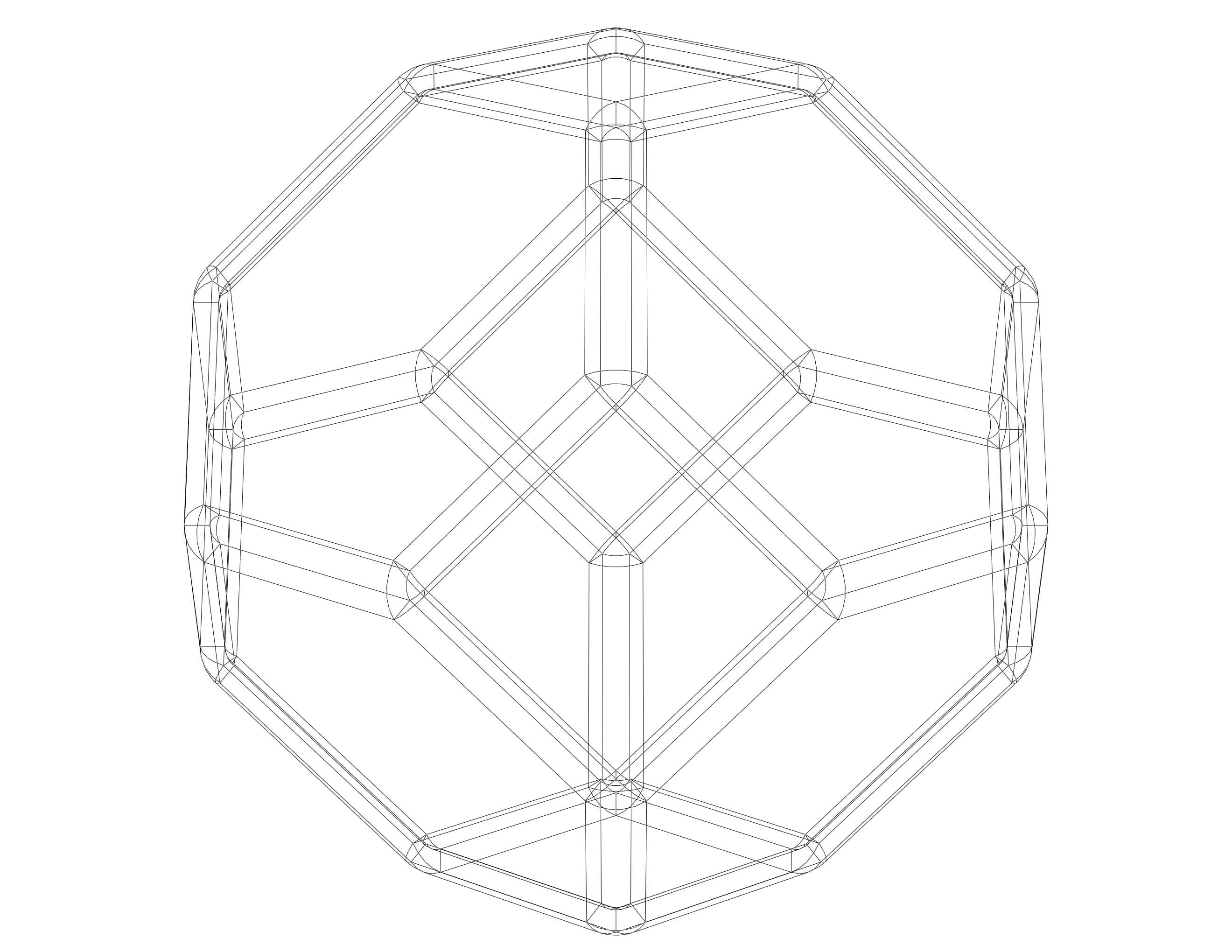 Wireframe Shape Tetradecahedron - 3D Print Model by MRAnyCAD