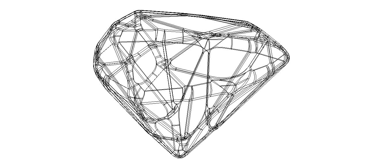 Wireframe Shape Trillion Cut Diamond - 3D Print Model by MRAnyCAD