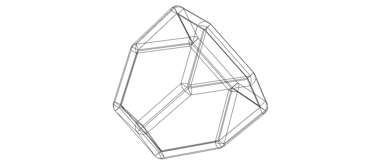 Wireframe Shape Truncated Tetrahedron - 3D Print Model by MRAnyCAD