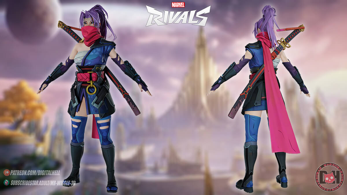 Marvel Rivels Psylocke Blender Model by mrwiggle3d