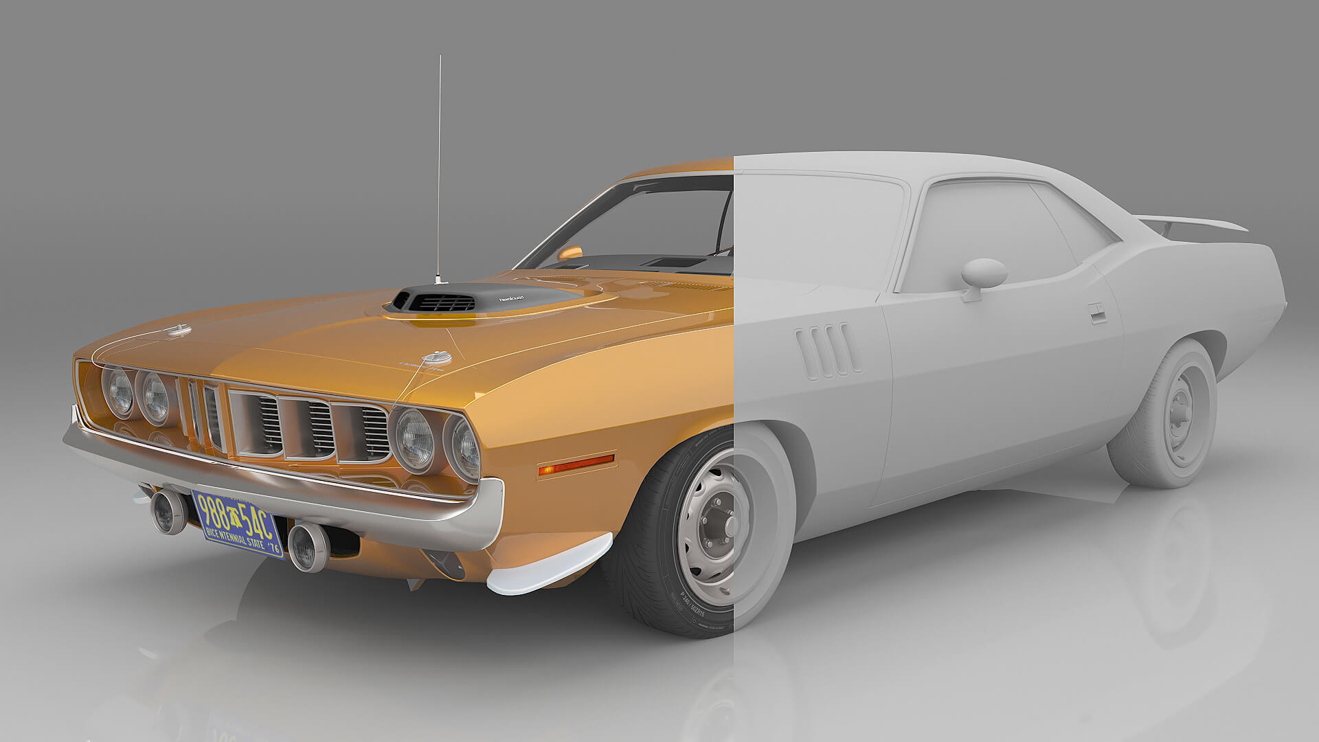 1971 Plymouth Cuda 426 Hemi - 3D Model by msasdt