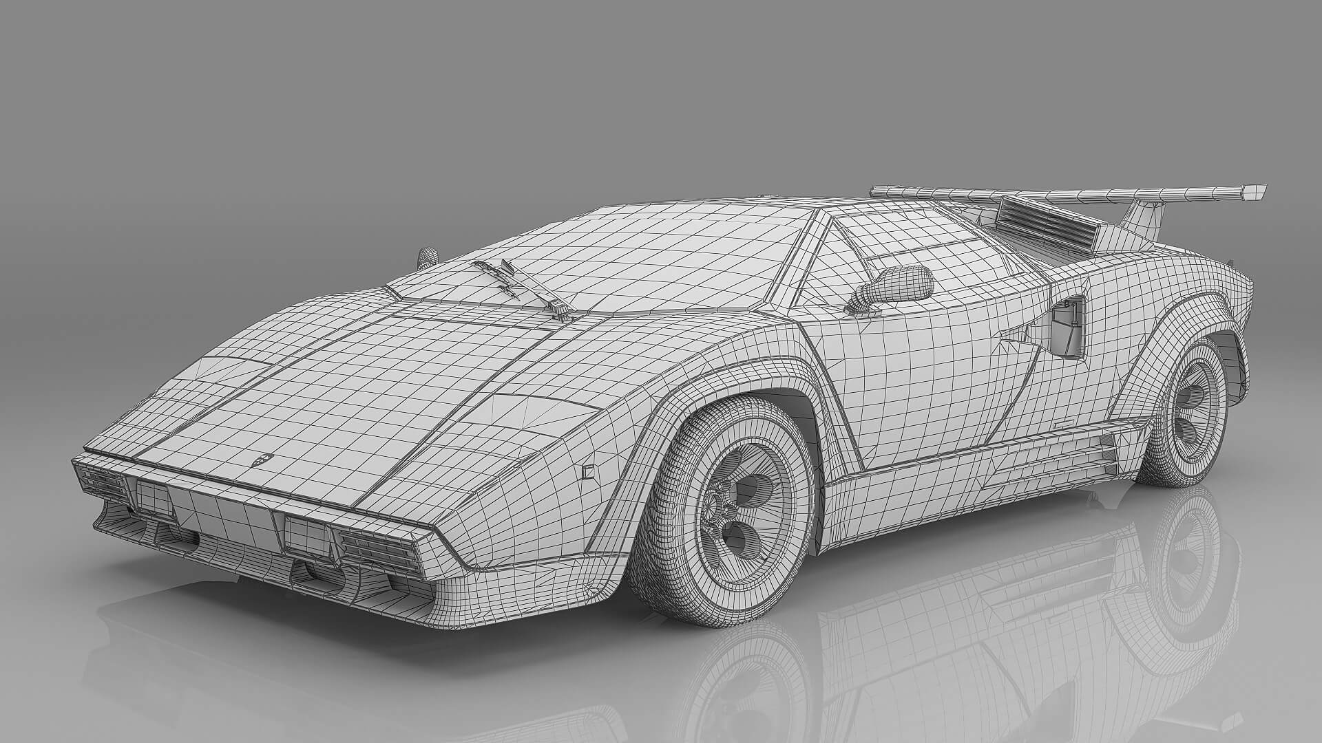 1988 Lamborghini Countach LP5000 QV - 3D Model by msasdt