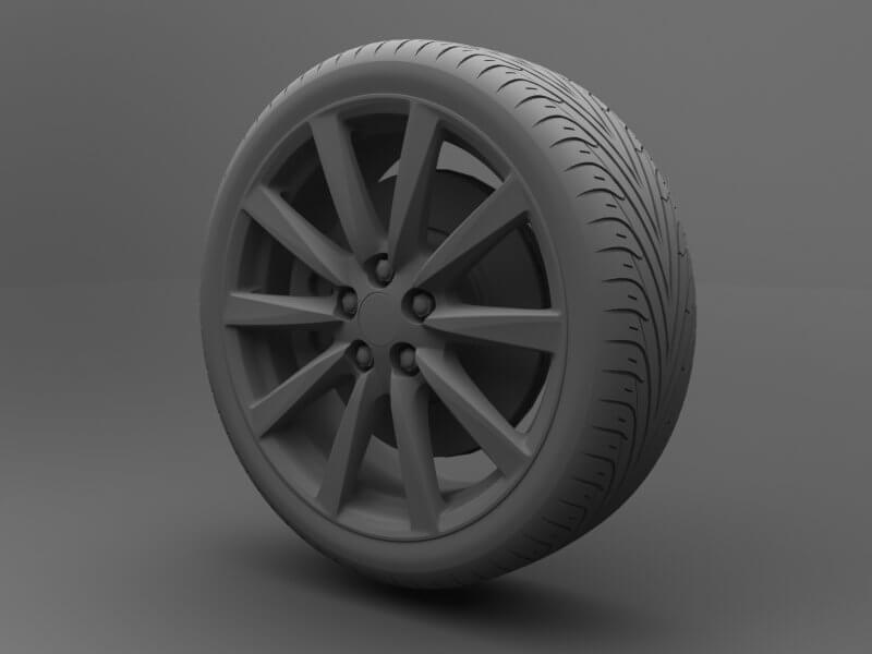 Realistic Tire Wheel 4 - 3D Model by msasdt