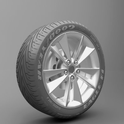 Realistic Tire Wheel 5 - 3D Model by msasdt
