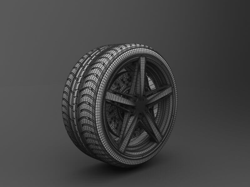Realistic Tire Wheel 6 - 3D Model by msasdt
