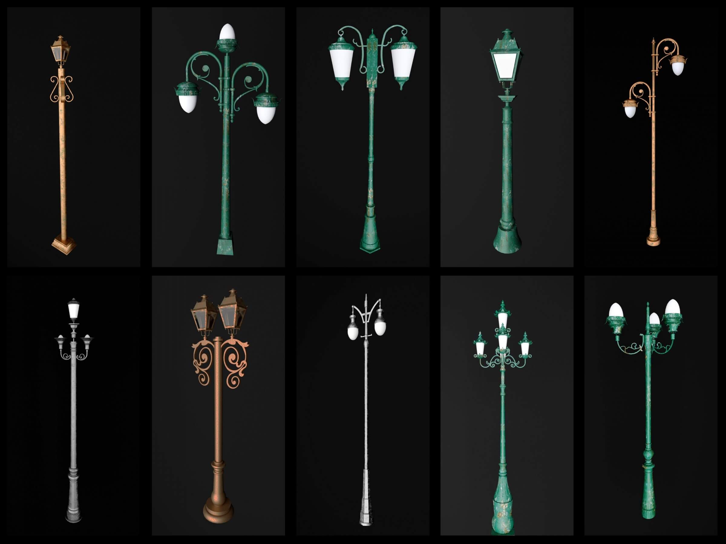 Street Light Collections 18 Pieces - 3D Model by msasdt
