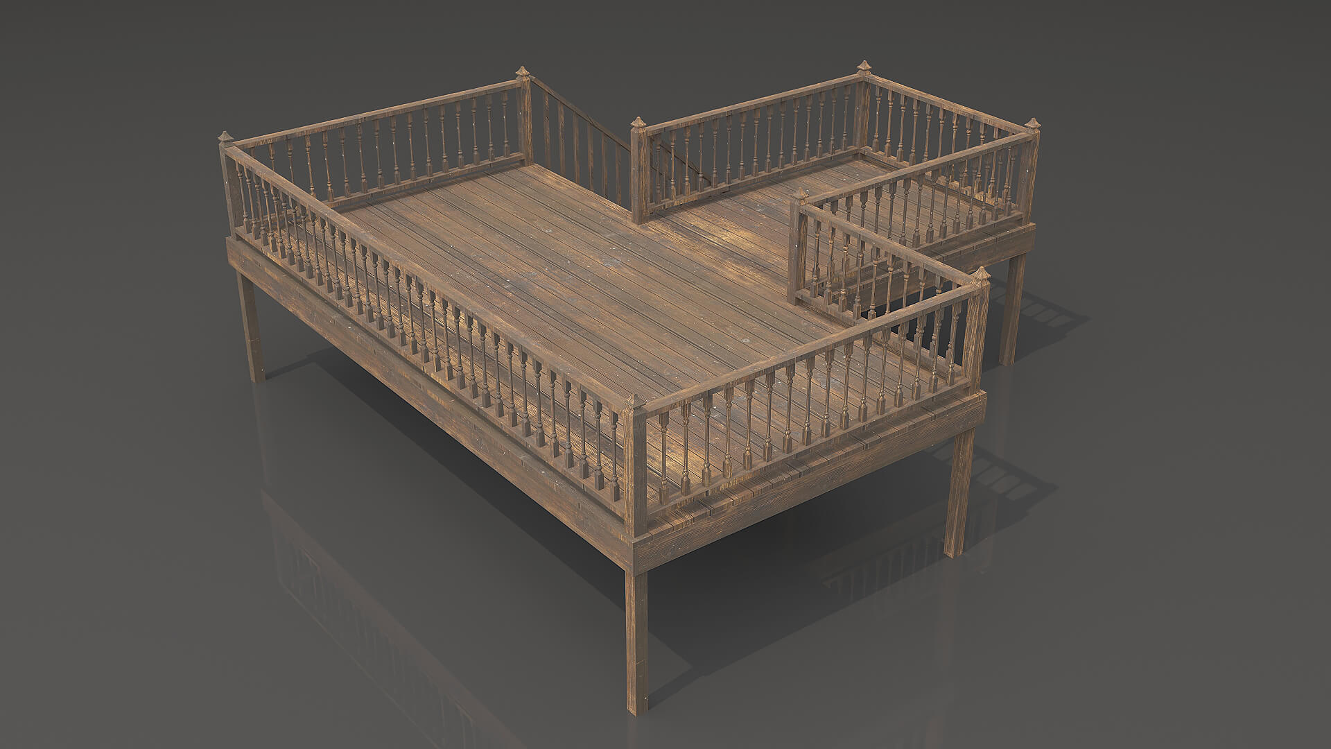 Wood Deck Veranda 2 - 3D Model by msasdt
