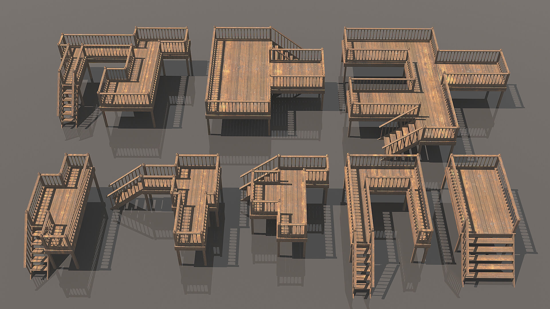 Wood Deck Veranda Collections - 3D Model by msasdt