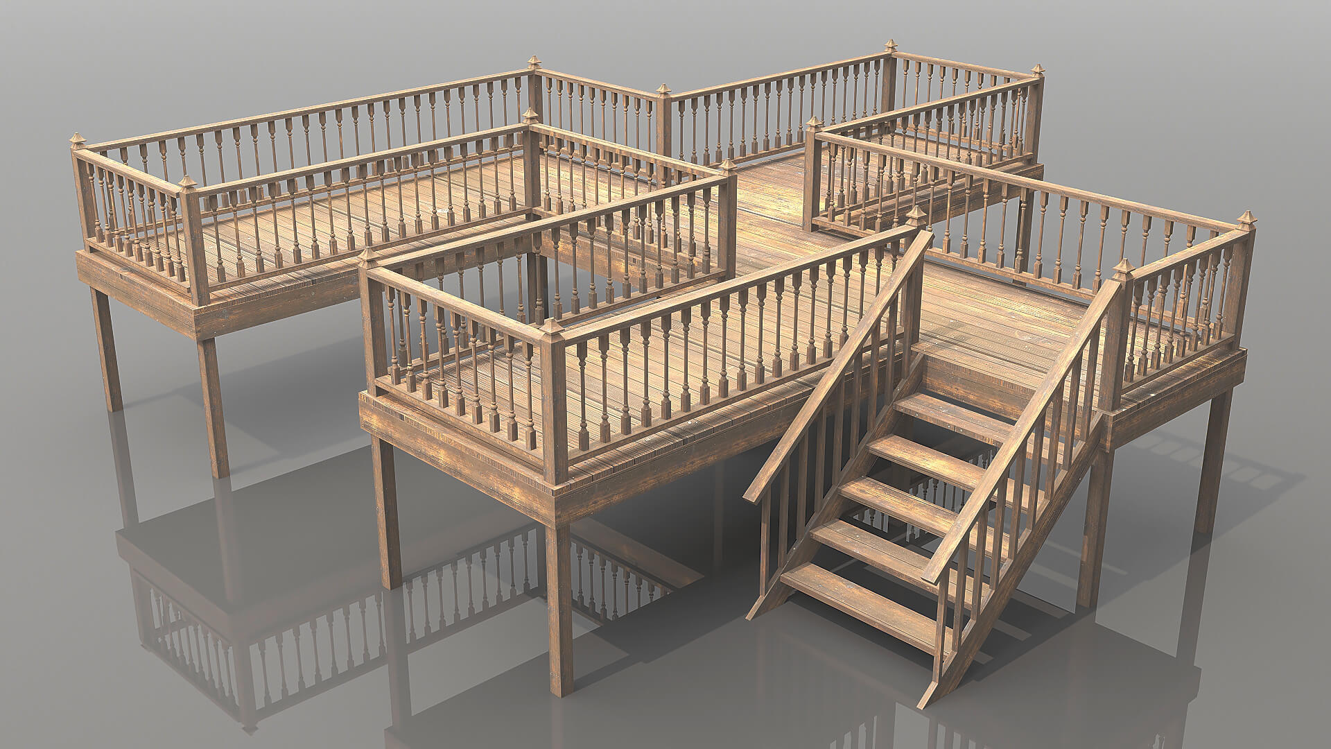 Wood Deck Veranda Collections - 3D Model by msasdt