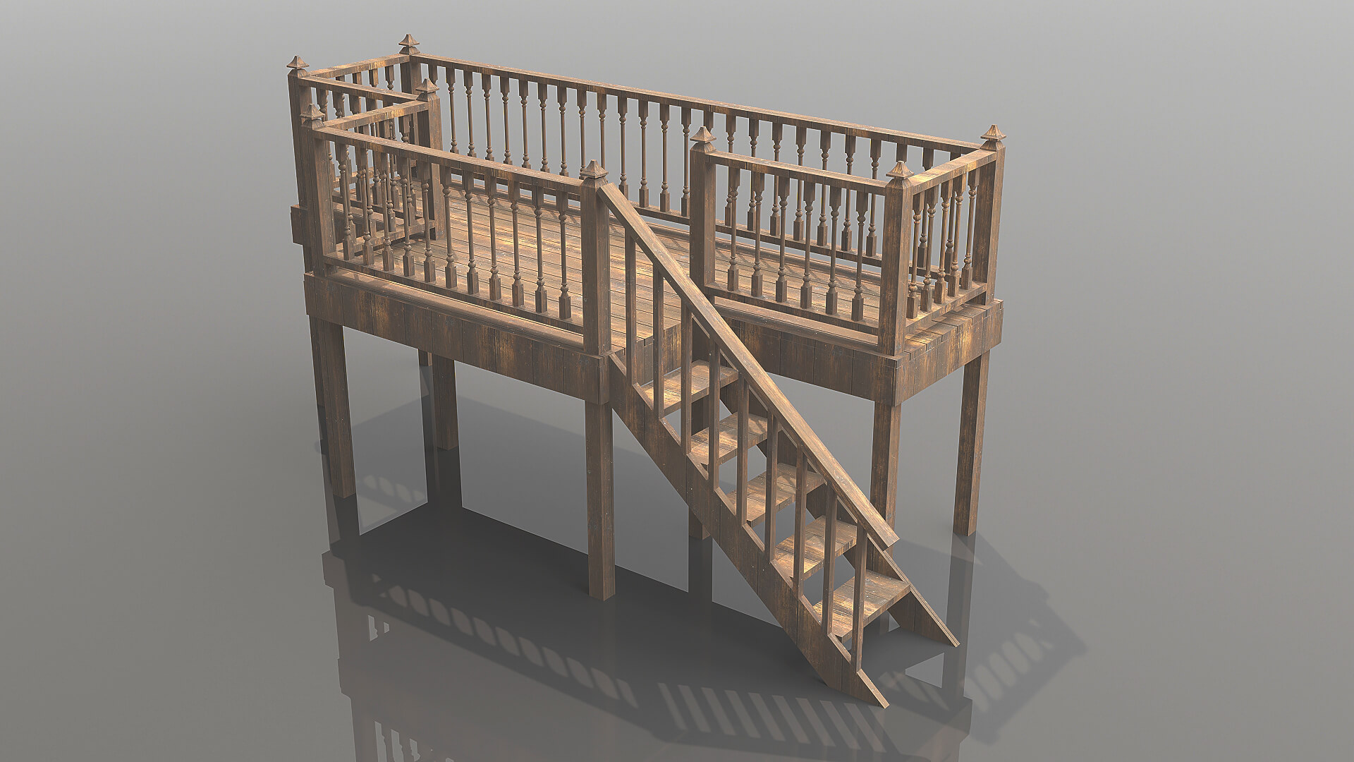 Wood Deck Veranda Collections - 3D Model by msasdt