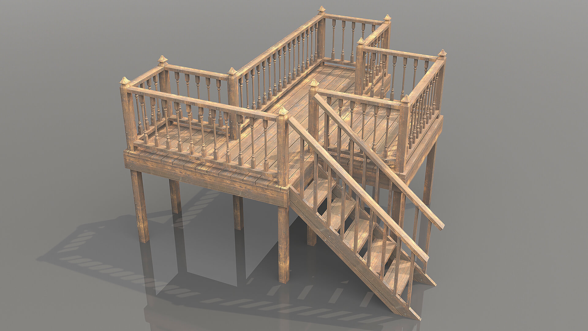 Wood Deck Veranda Collections - 3D Model by msasdt