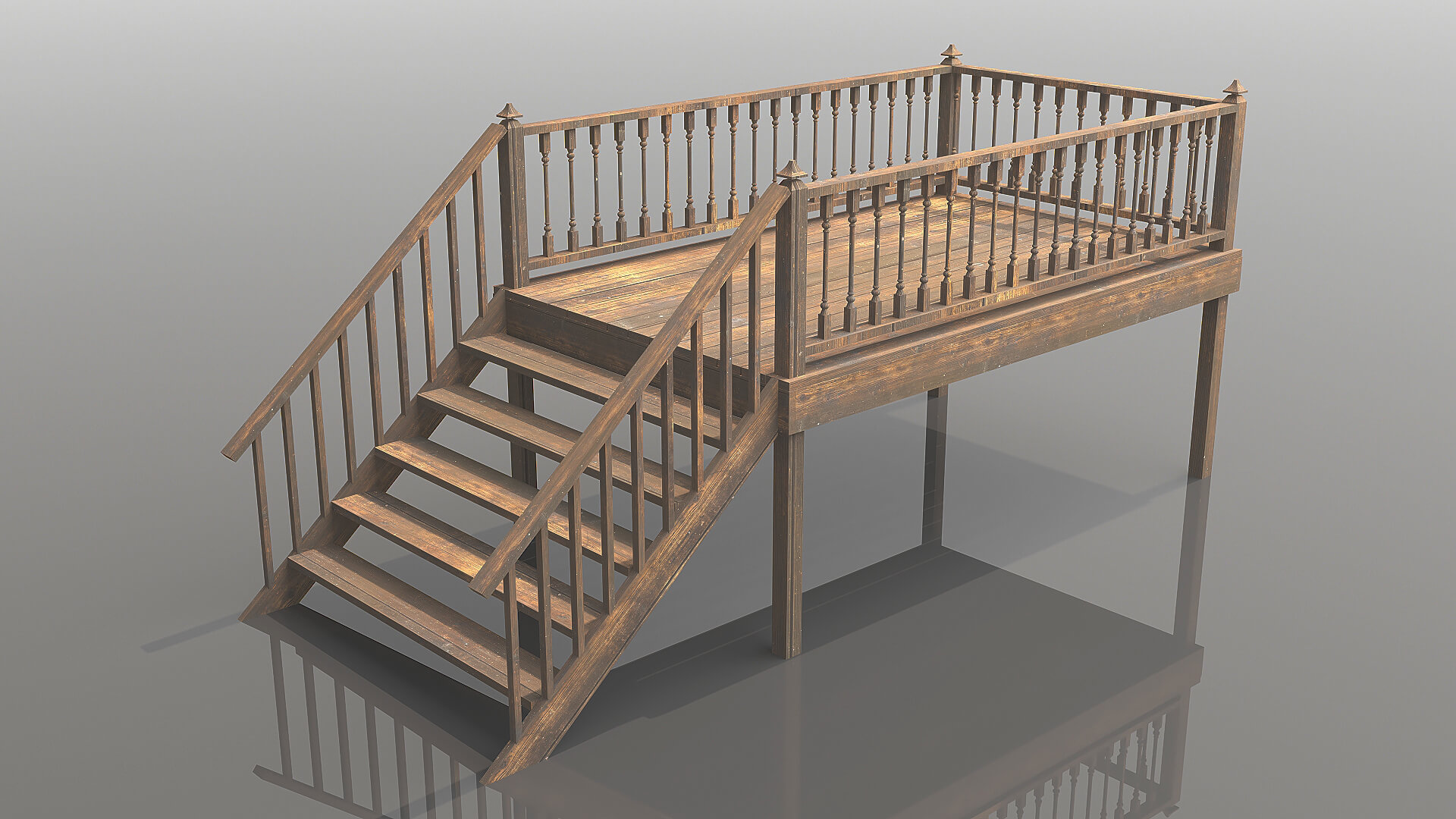 Wood Deck Veranda Collections - 3D Model by msasdt