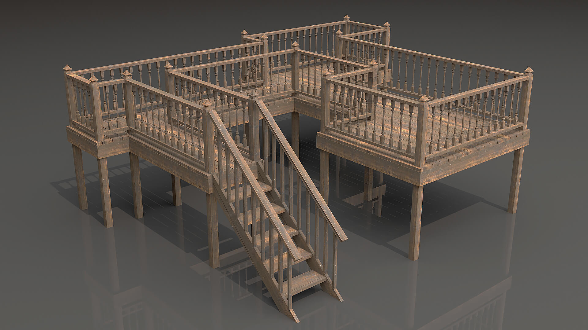 Wood Deck Veranda - 3D Model by msasdt
